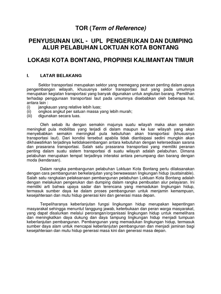 KAK Penyusunan Dokumen UKL UPL | PDF