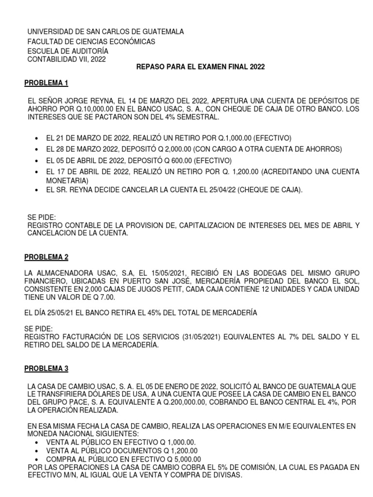 Repaso Final | PDF | Interés | Bancos