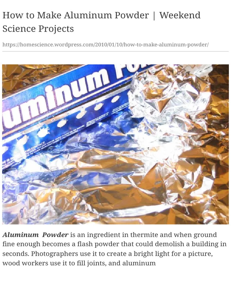 How To Make Aluminum Powder Weekend Science Project PDF | PDF ...