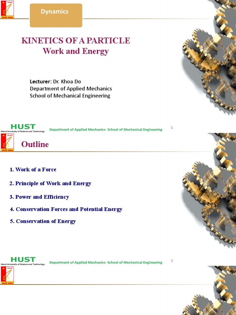 Work and Energy in Particle Dynamics | PDF | Potential Energy | Force