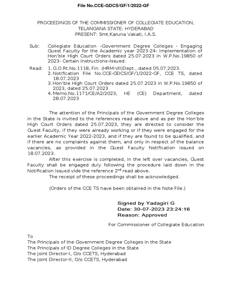 Guest Faculty Recruitment Guidelines 2023-24 | PDF