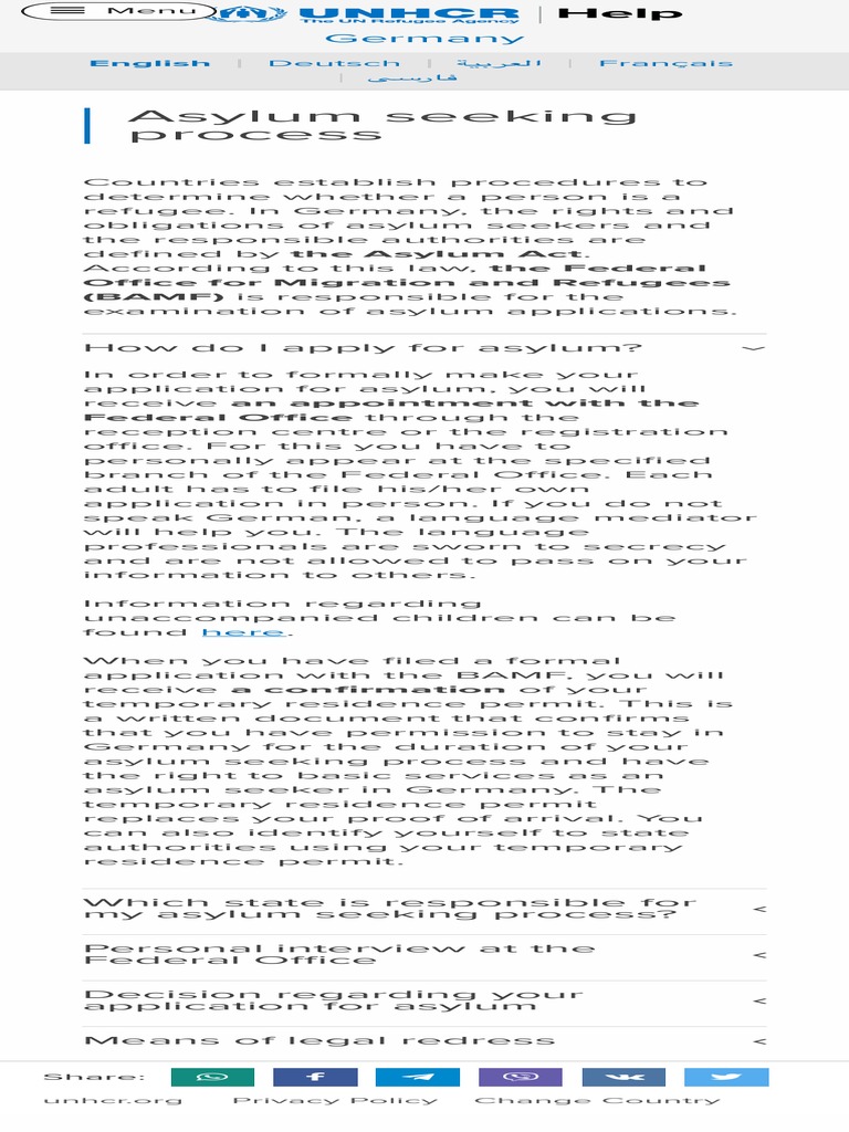 Asylum Seeking Process - UNHCR Germany | PDF