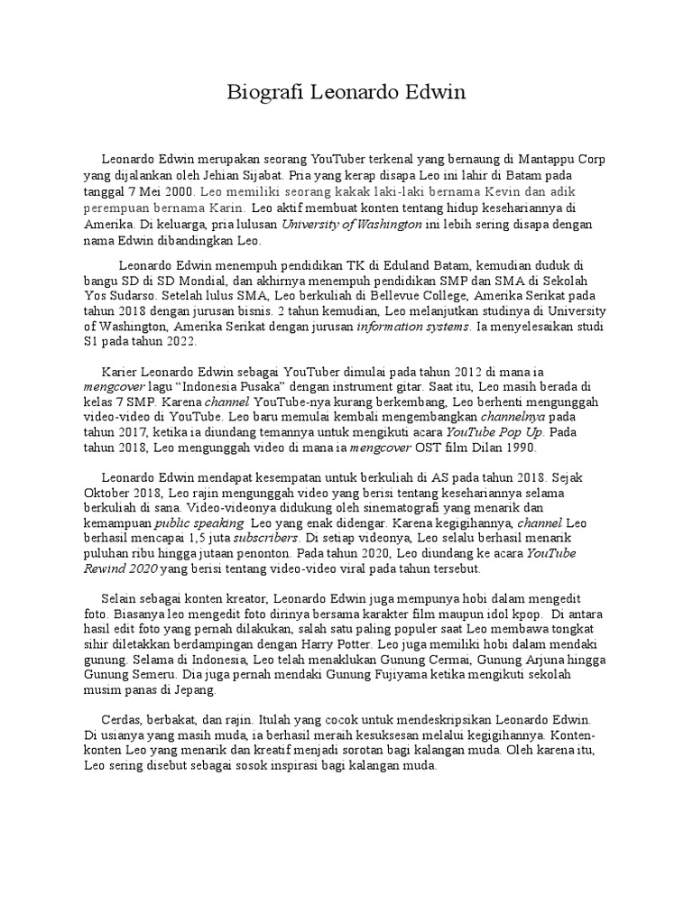 Biografi Leonardo Edwin | PDF