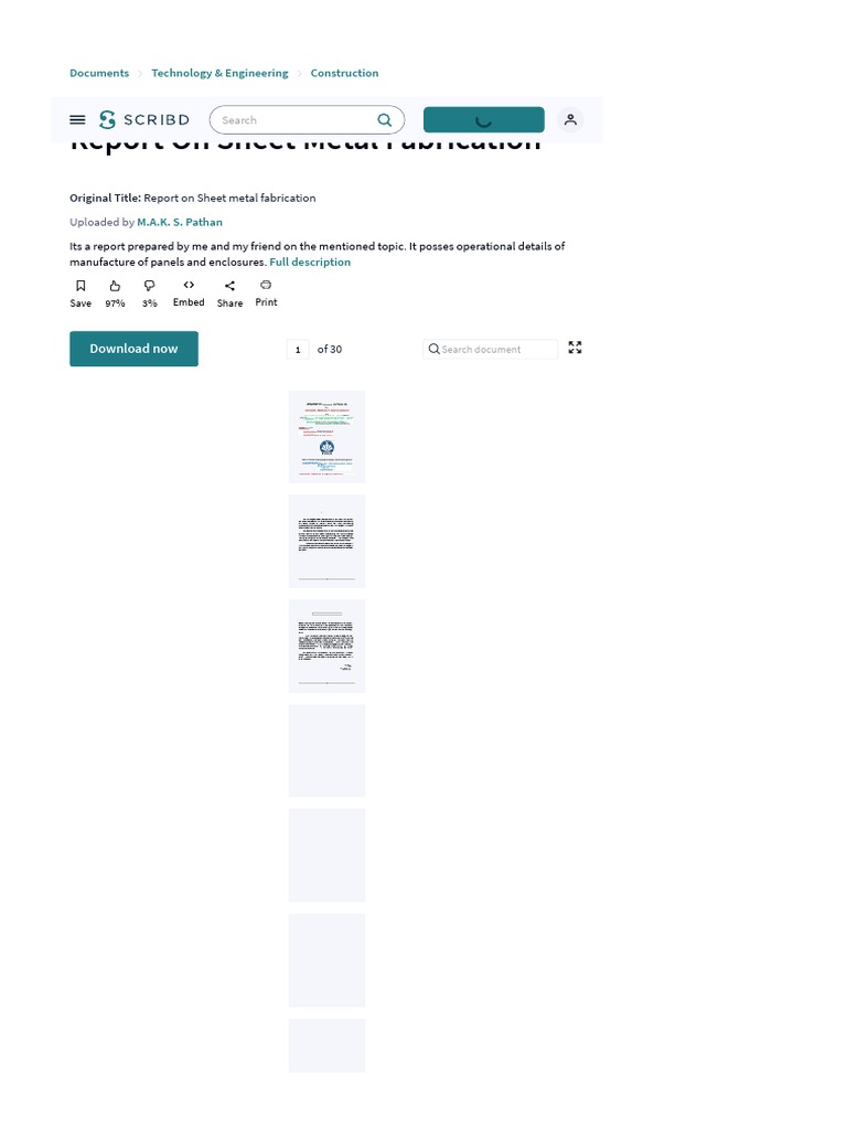 Doc33783617report On Sheet Metal Fabrication | PDF | Metal Fabrication ...