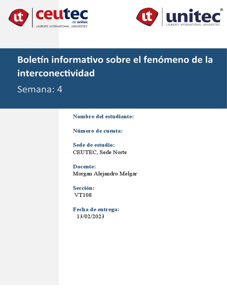 S4-Tarea 4.1 Boletín Informativo Fenómeno de La Interconectividad | PDF