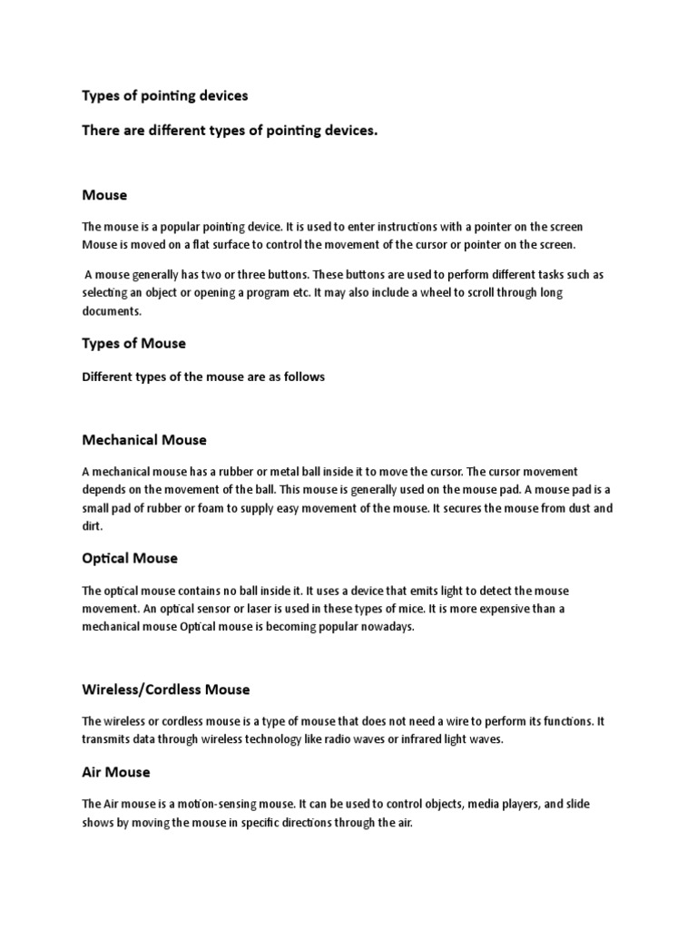 Pointing Devices Pdf Tools Cyberspace