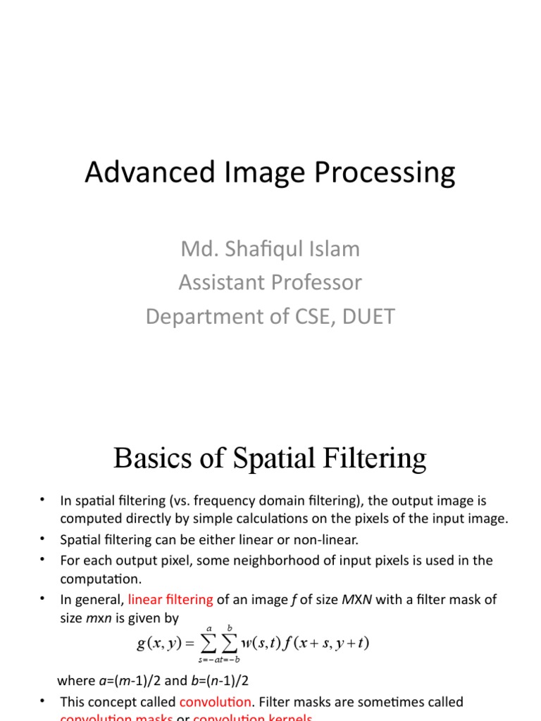 Lecture 4-Image - Enhancement in Spatial Filtering | PDF | Gradient | Filter (Signal Processing)