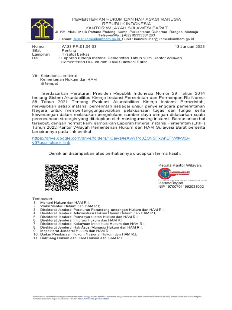 Penyampaian LKIP Tahun Anggaran 2022 | PDF