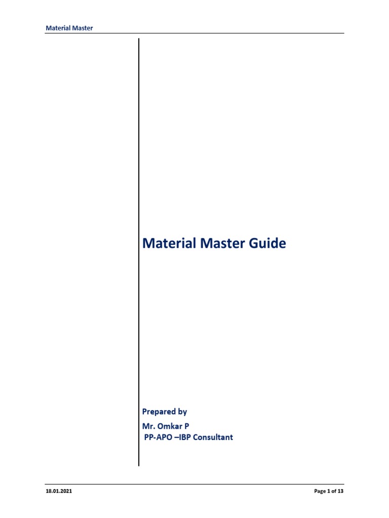 MATERIAL MASTER GUIDE by Vinod Rathod | PDF | Computers