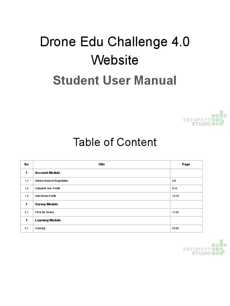 Student User Manual Drone Edu Challenge 4.0 | PDF | Button (Computing ...