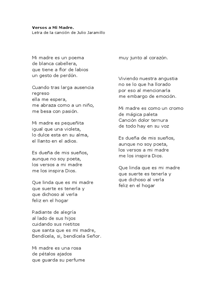 Versos A Mi Madre Pdf