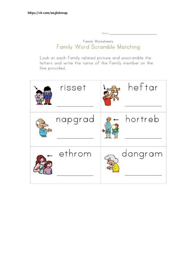 Family Word Scramble | PDF