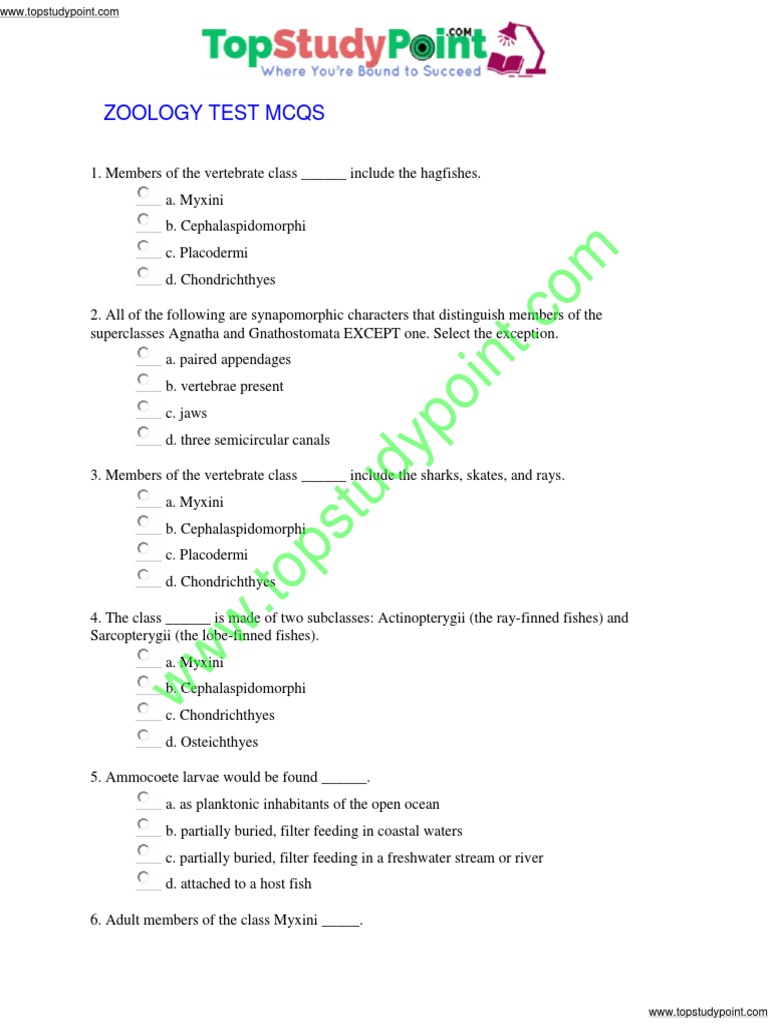 Zoology Test | PDF | Reptile | Amphibian