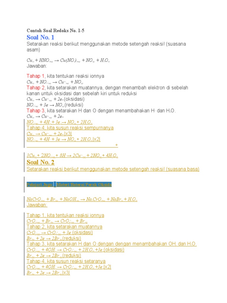 Contoh Soal Redoks No | PDF