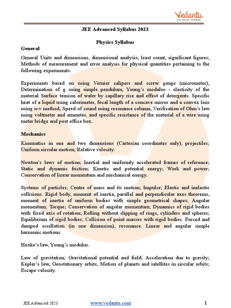 JEE Advanced 2023 Syllabus (Revised) - Free PDF Download | PDF | Matrix (Mathematics) | Integral