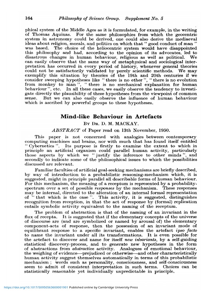 Mind Like Behaviour in Artefacts | PDF Mind Like Behaviour in Artefacts | PDF