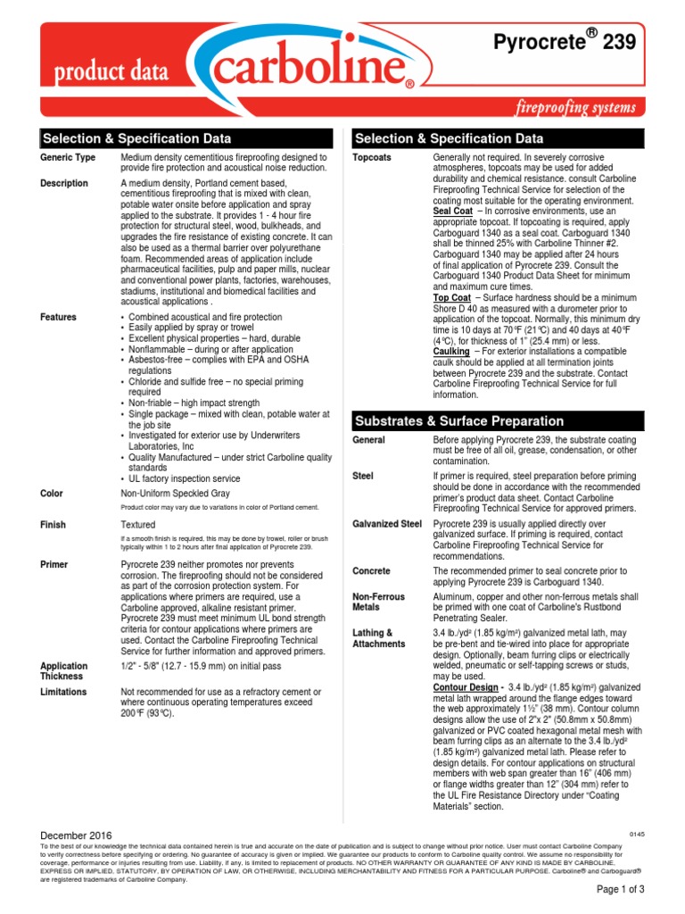 Pyrocrete 239 PDS | PDF | Concrete | Corrosion