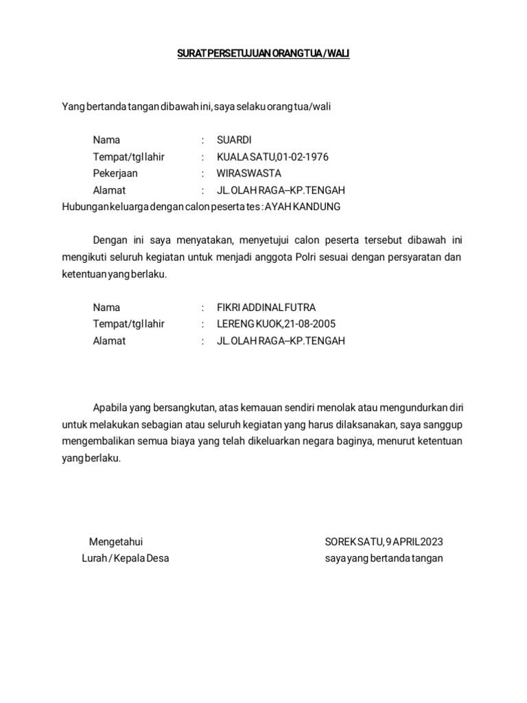 Berkas Pendaftaran Polri | PDF