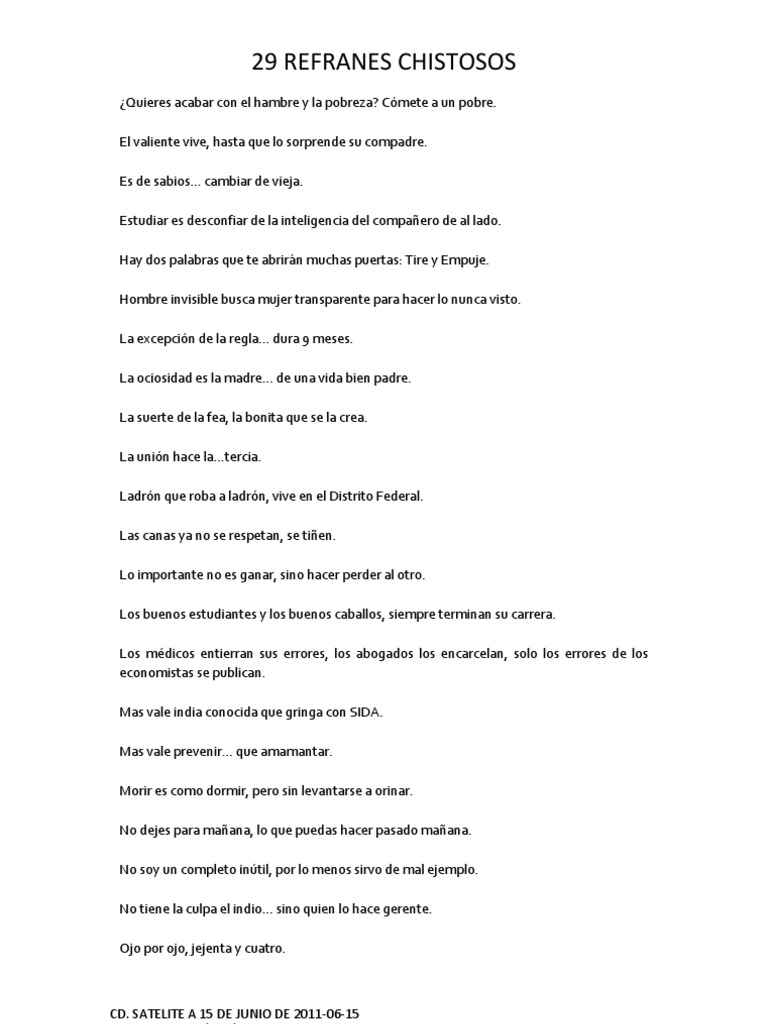 29 Refranes Chistosos | PDF