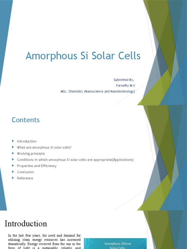 Amorphous Si Solar Cells | PDF | Solar Cell | Thin Film Solar Cell
