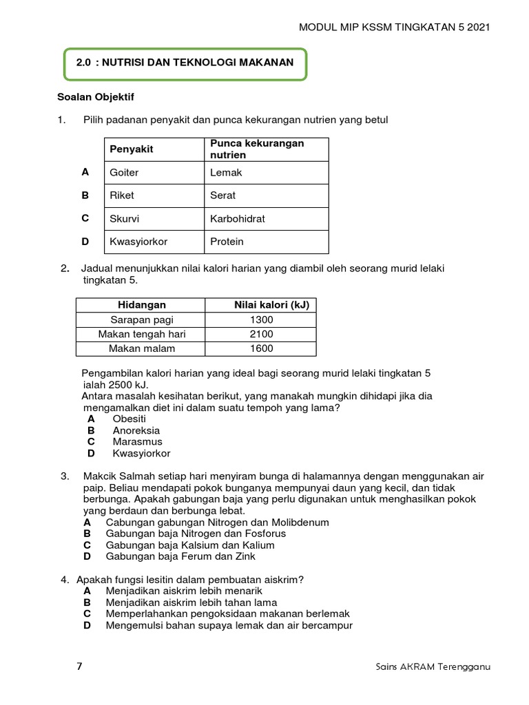 Soalan Sains Tingkatan 5 Bab 2 | PDF