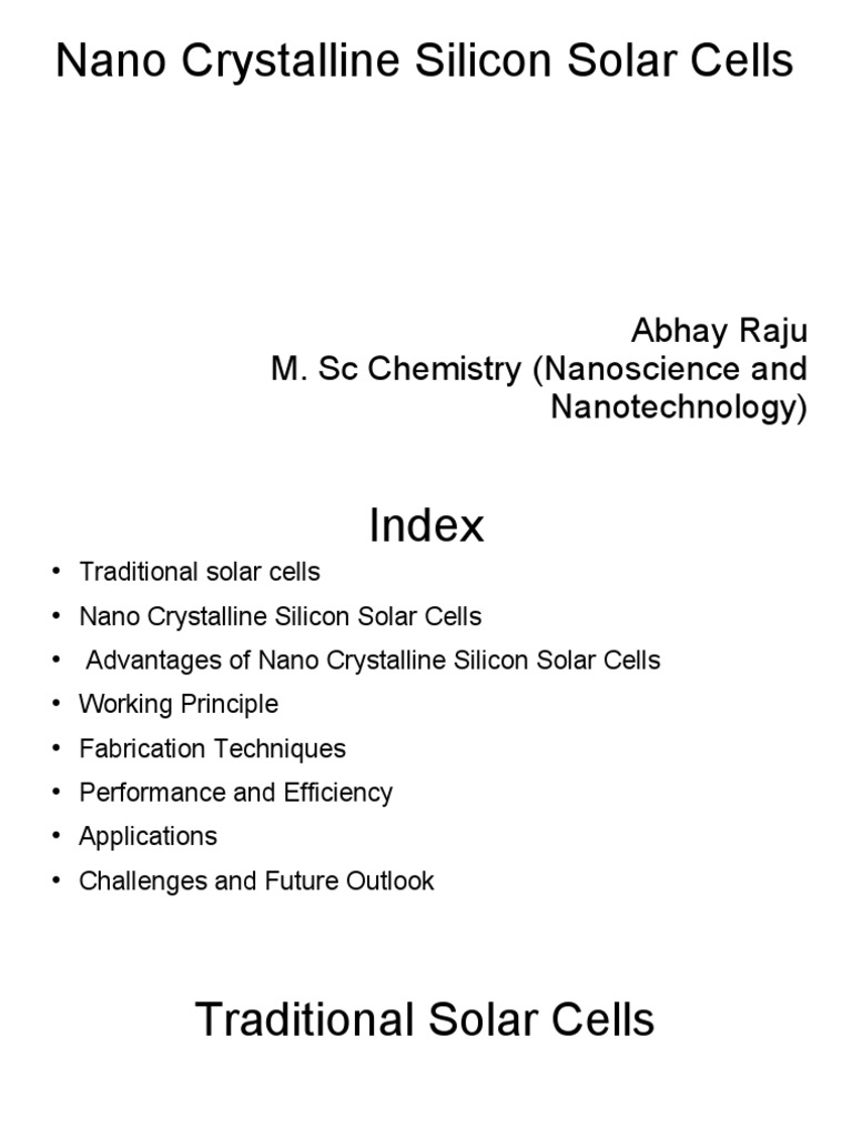 Nano Crystalline Silicon Solar Cells | PDF | Solar Cell | Thin Film ...