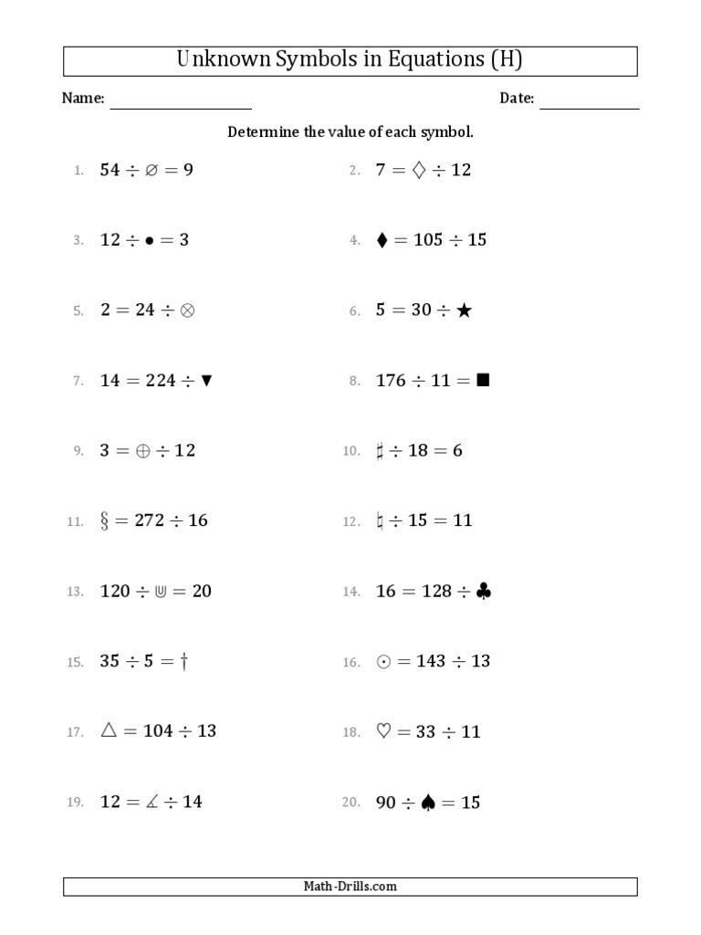Solve Unknown Symbols in Equations | PDF