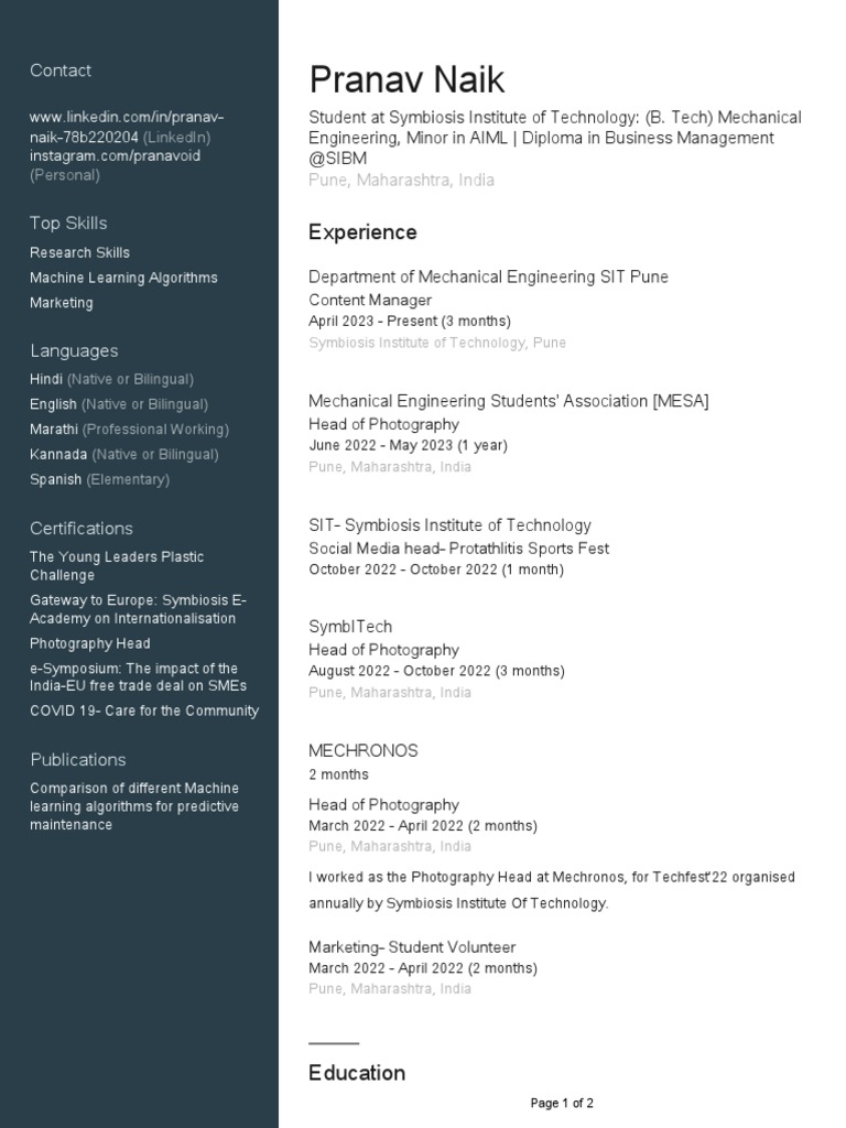 Resume LinkedIn | PDF