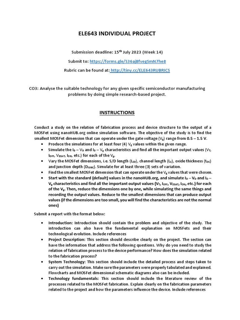 Ele643 Individual Project Mac - Aug2023 | PDF
