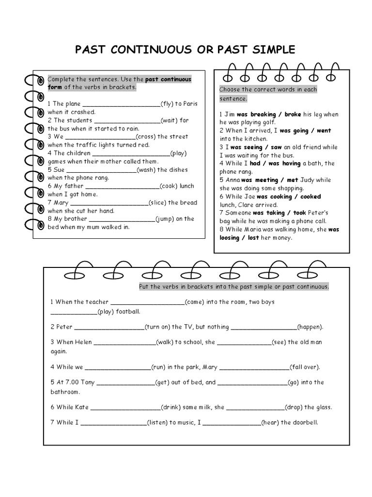 Past Cont Past Simple 1 | PDF