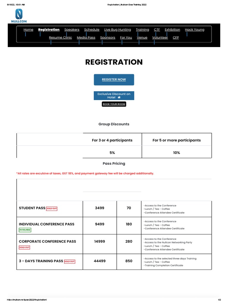 Registration - Nullcon Goa Training 2022 | PDF | Identity Document