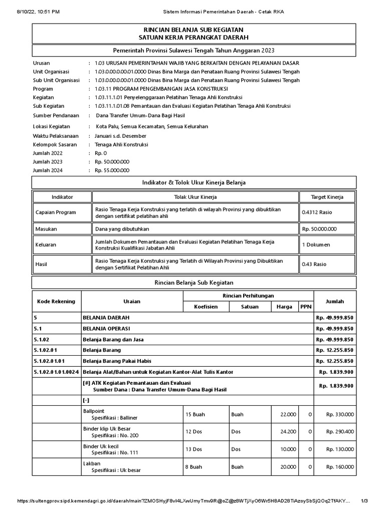 SIPD 2023 RKA 1.03.11.1.01.08 Pemantauan Dan Evaluasi Kegiatan ...