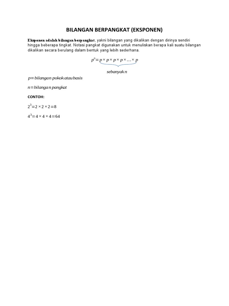 Bilangan Berpangkat (Eksponen) | PDF