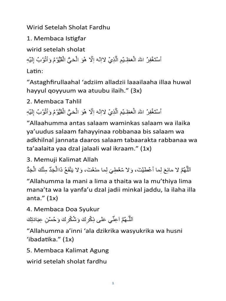 Wirid Setelah Sholat Fardhu | PDF