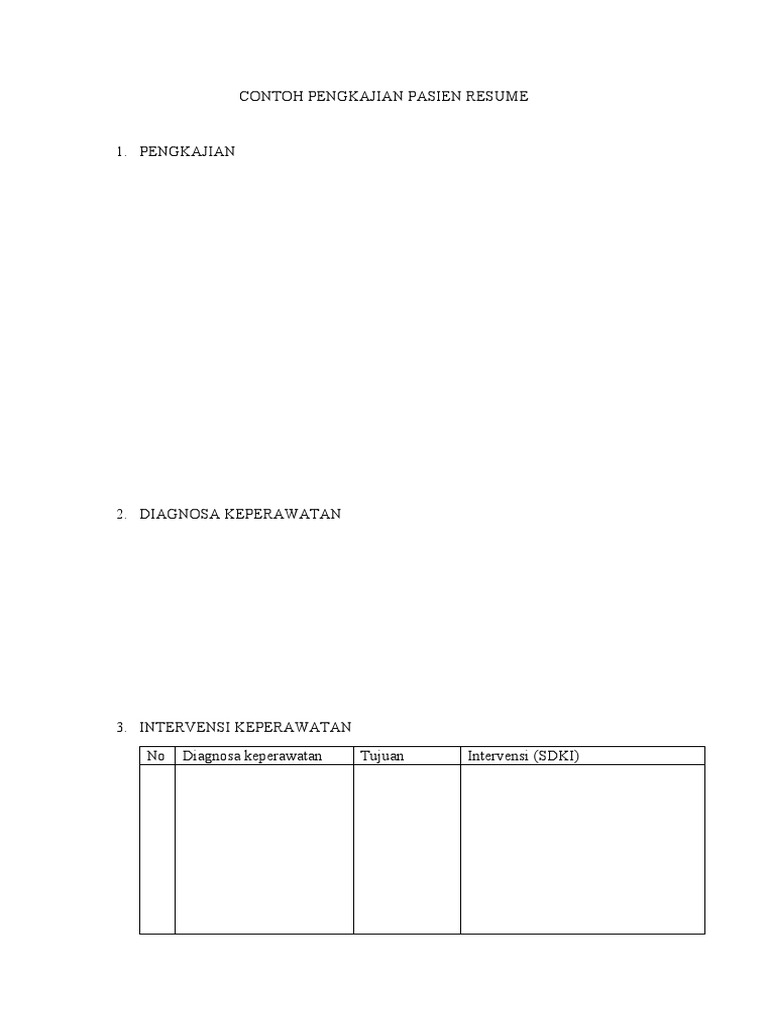 Contoh Pengkajian Pasien Resume-1 | PDF