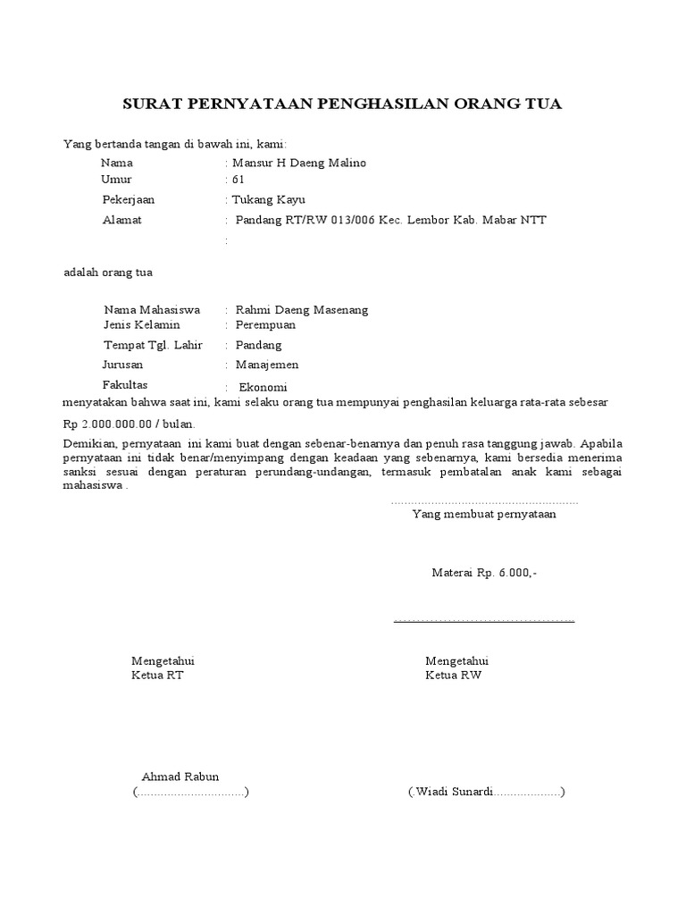 Surat Keterangan Ayah Pdf