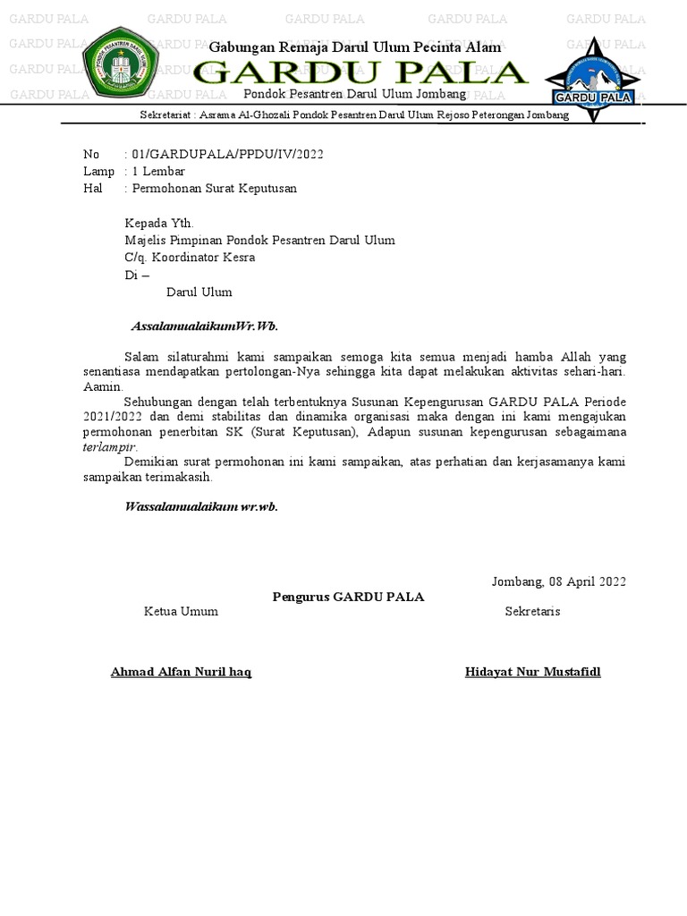 Surat Permohonan SK (Repaired) | PDF