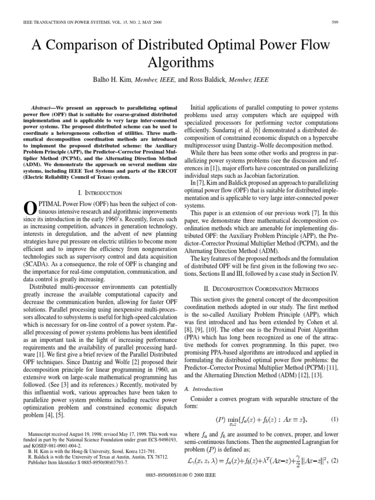A_comparison_of_distributed_optimal_power_flow_algorithms | PDF | Mathematical Optimization ...