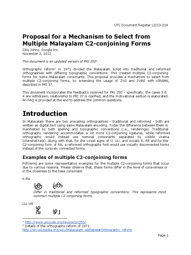 Malayalam Conjunct | PDF | Notation | Writing
