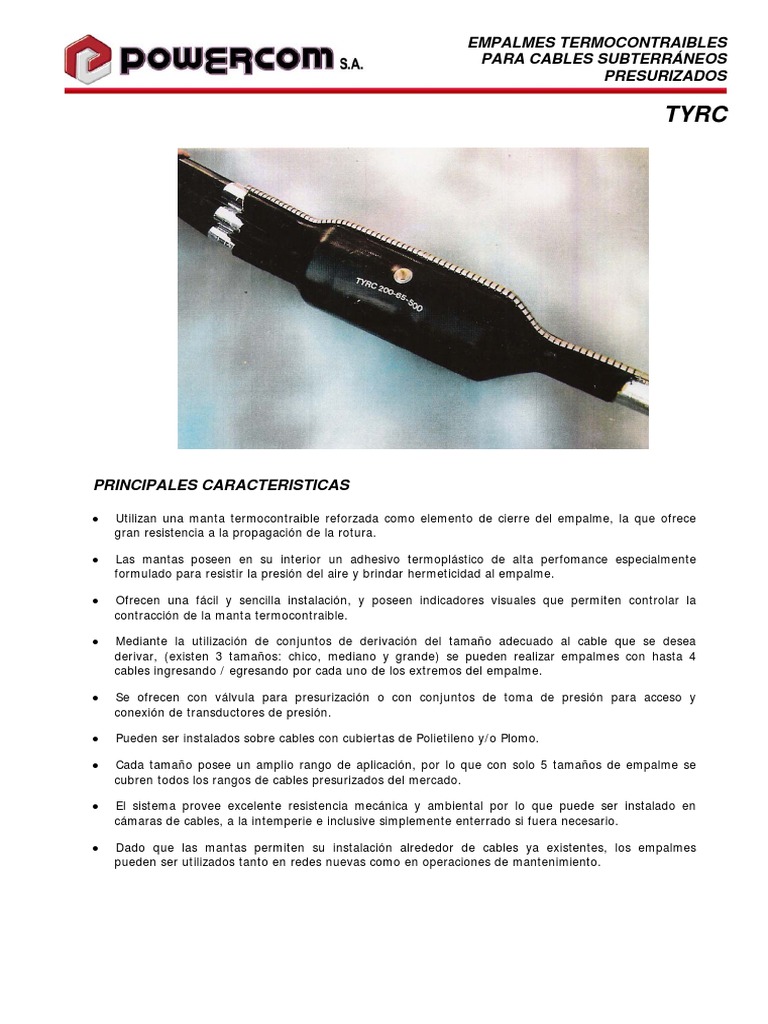 Catalogo Empalme TYRC POWERCOM | PDF