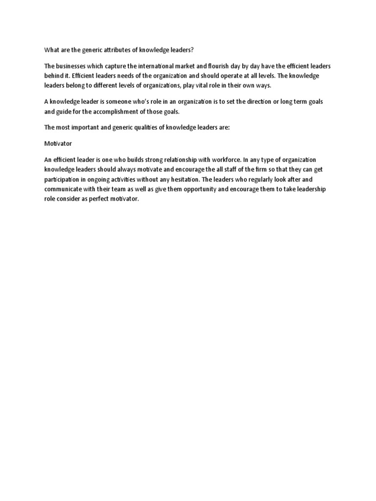 Key Traits of Effective Knowledge Leaders | PDF