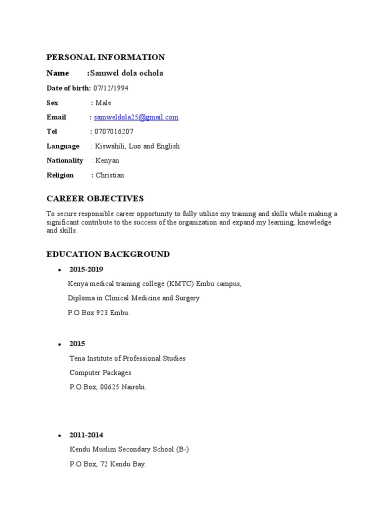 CV Attachment Plus Supportive Documents | PDF | Patient | Kenya