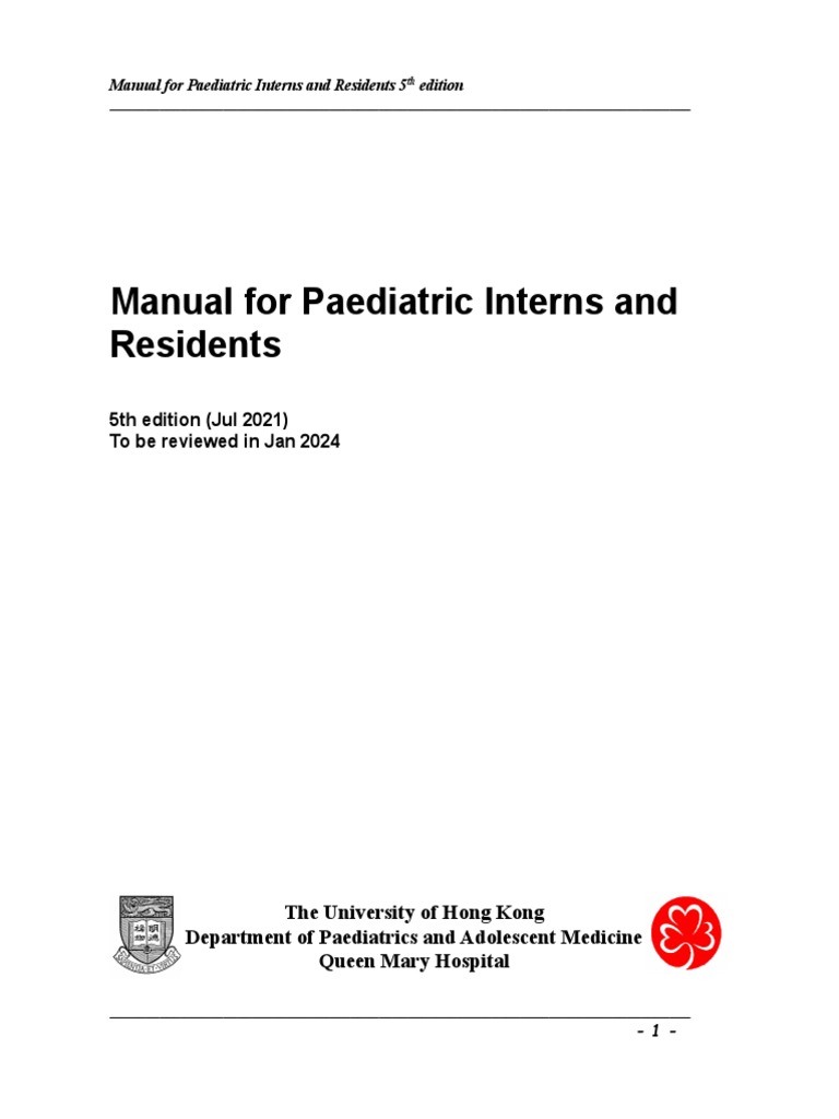 Paed Intern Manual | PDF | Medical Diagnosis | Infection