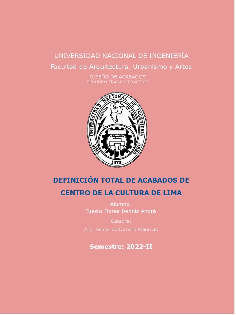Faua-Uni-Diseño de Acabados 2022-2 - TP2 - Tuesta Flores Dennis | PDF | Hormigón | Cemento