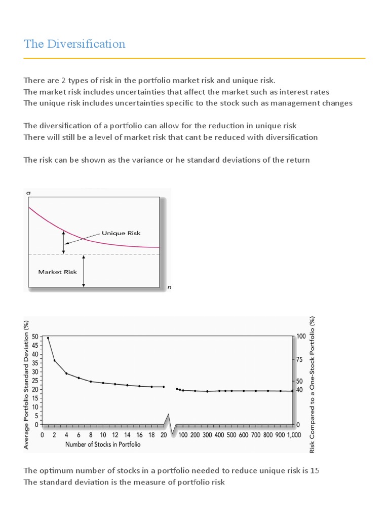 Financial Economics Notes: Diversification | PDF | Financial Risk ...