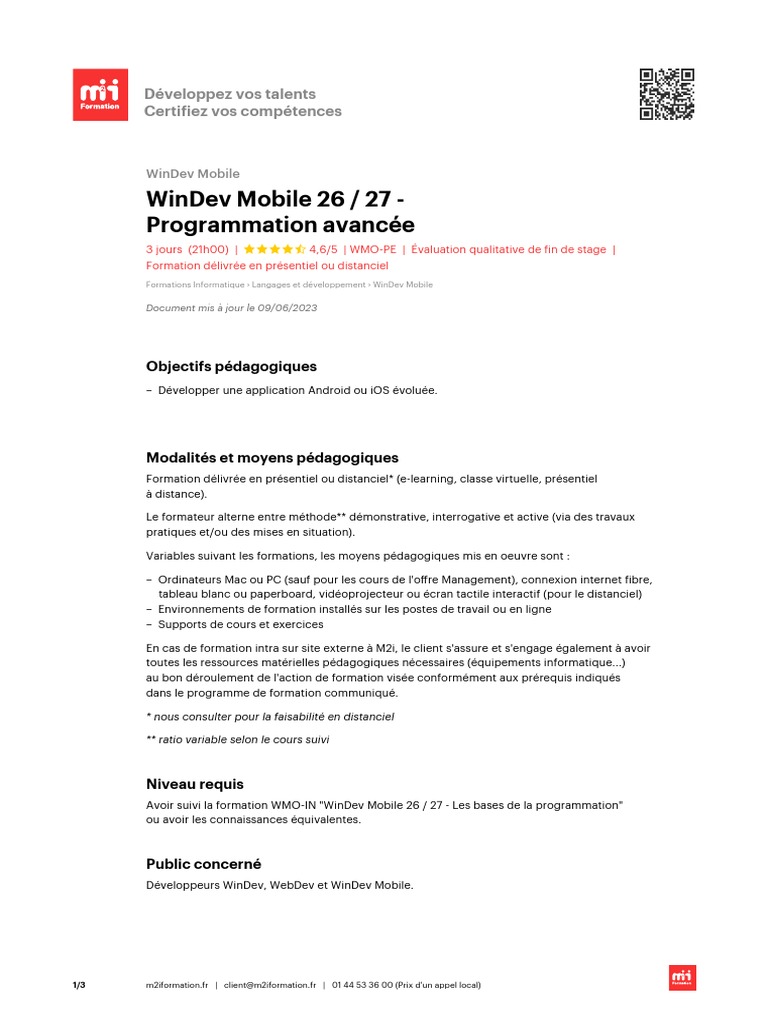 M2i Formation - WMO-PE - WinDev Mobile 26 - 27 - Programmation Avancée ...