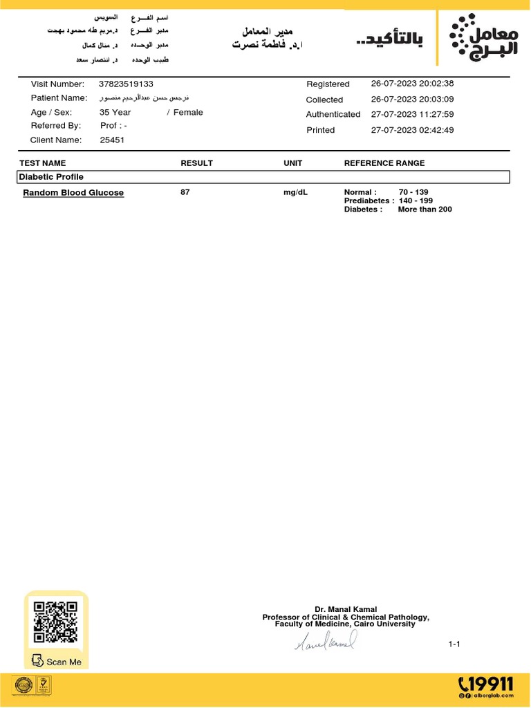 Diabetic Profile: Test Name Result Unit Reference Range | PDF ...