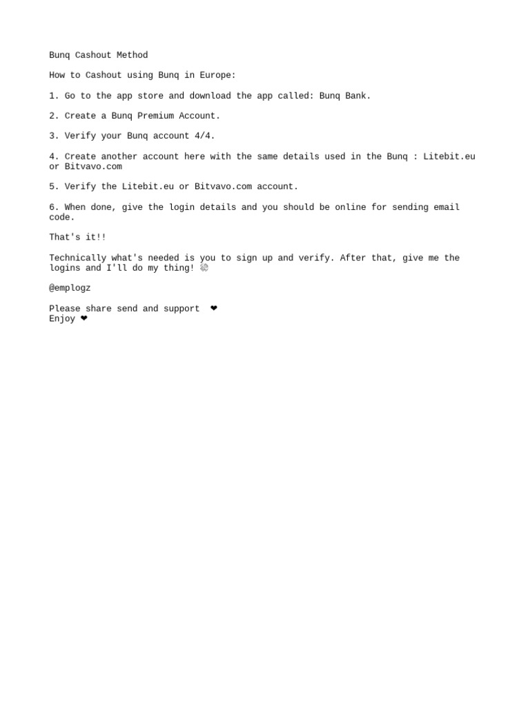 Bunq Cashout Method | PDF