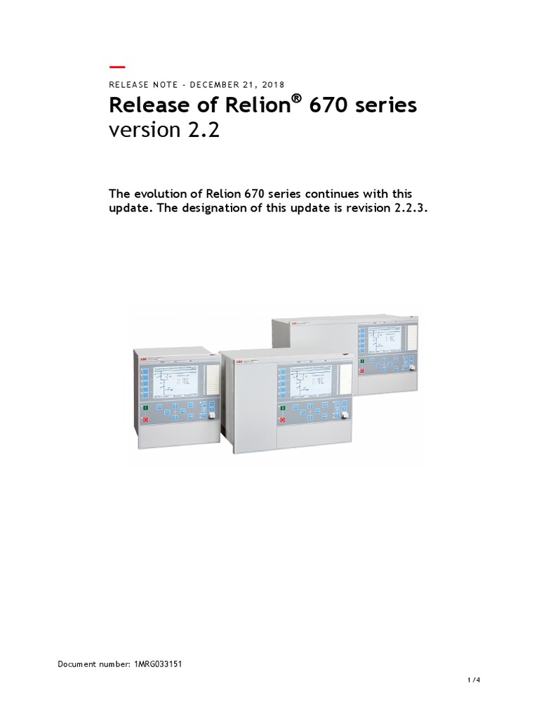 1MRG033151 - en - G - 670 Series Products Version 2.2 Release Note ...