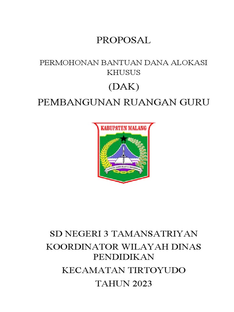 Contoh Proposal DAK Rehab Ruang Kelas | PDF